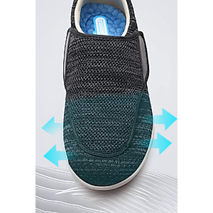 ZUMEIJIA Women's Diabetic Shoes for Women Casual Adjustable Walking Shoes Wide Shoes for Elderly Swollen Feet Non-Slip Air Cushion Bottom Fattening and Widening Black Grey 9.5