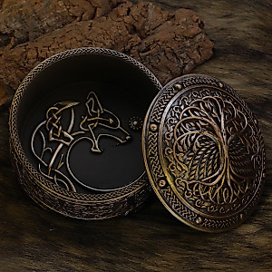 Norse Viking Jewelry Box Gift Wolf Yggdrasil Celtic Trinket Box