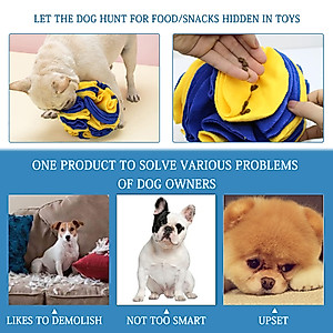 WishLotus Dog Snuffle Ball, Interactive Dog Toys Ball, Dog Brain Stimulating Puzzle Toys for Dogs, Enrichment Game Feeding Mat Slow Feeder Stress Relief Toy (Yellow+Blue)