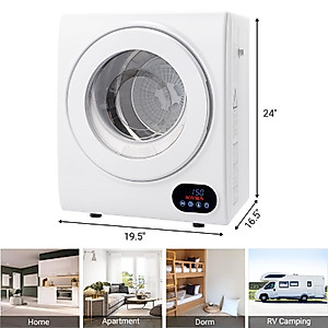 ROVSUN 110V Portable Clothes Dryer, 850W Fast Drying Front Load Laundry Tumble Dryer Machine with Stainless Steel Tub & High End LCD Touch Panel for Home Apartment Dorm