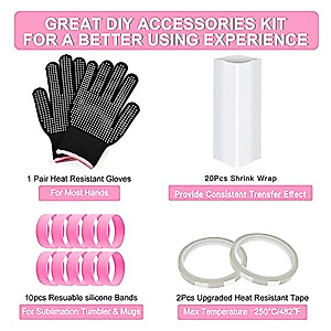 Sublimation Blanks Silicone Bands for Sublimation Tumbler Heat Resistant Gloves Tape Sleeve Accessories Kit for 20 30 oz Skinny Straight Cups for Cricut Mug Press Machine Wrap Bundle Tumbler in Oven