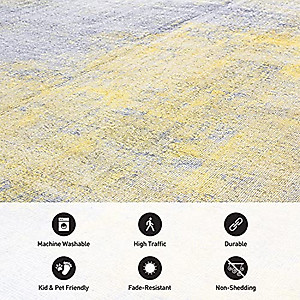 Rugshop Contemporary Abstract Stain Resistant Flat Weave Eco Friendly Premium Recycled Machine Washable Area Rug 2'1"x3' Yellow