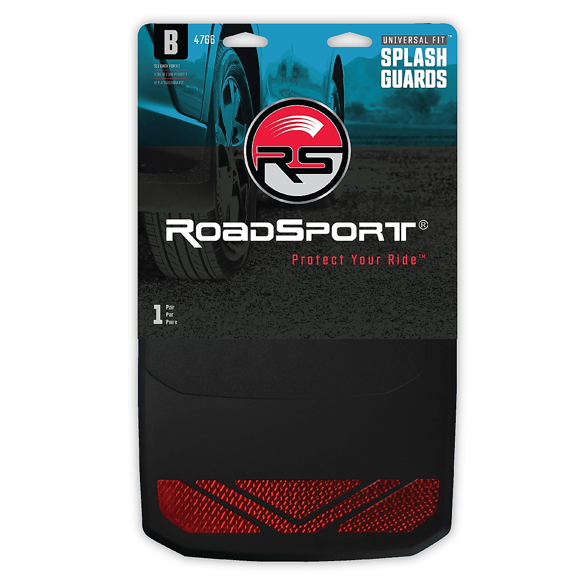 RoadSport 4766 'B' Series Universal Fit Premiere Splash Guard (Black with Red Prism; 15-3/4" Height x 8-7/8" Wide)