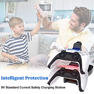 PS5 Controller Charger with LED Indicator, Fast Charging Dualsense Charging Station Dock for Dual Playstation 5 Controllers