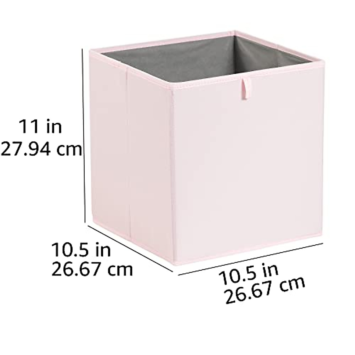 Amazon Basics Collapsible Fabric Storage Cube Organizer Bins - Pack of 6, Peony Pink, 10.5x10.5x11"