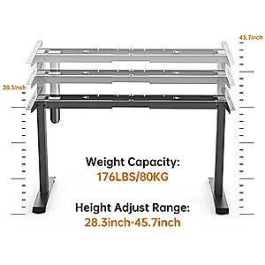 Velosan Standing Desk Frame, Electric Stand Up Desk Frame, Height Adjustable Electric Standing Desk Frame with LCD Touch Screen, Adjustable Height Desk Frame for Home & Office Table (Frame Only)