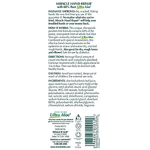 Miracle of Aloe Miracle Hand Repair Cream 8 oz Healing Aloe Vera Lotion for Dry, Cracked Hands with 60% Ultra Aloe Gel - Moisturizes, Softens, and Repairs - Non-Greasy, Lightly Scented (2-Pack)