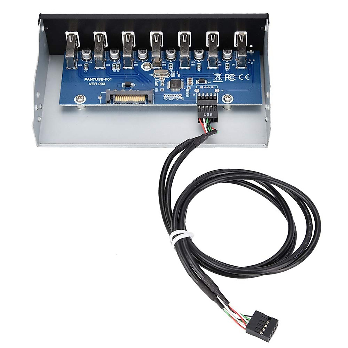 USB Front Panel, 5.25 Internal Front USB Hub Box Panel 7 Port USB2.0 Lossless Data Transmission USB Hub Drive Panel for 5.25in Computer Box