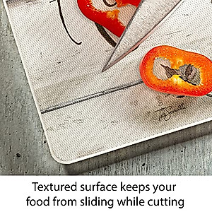 CounterArt Cotton Boll Decorative 3mm Heat Tolerant Tempered Glass Cutting Board 10” x 8” Manufactured in the USA Dishwasher Safe