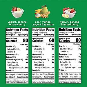 Beech-Nut Toddler Food Breakfast Pouches Variety Pack, Breakfast Favorites Fruit & Yogurt Purees, 3.5 oz (18 Pack)