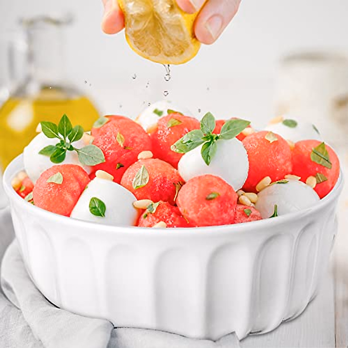 Youeon Set of 3 Porcelain Serving Bowls 38/28/18 oz, Porcelain Mixing Bowls, Nesting Salad Bowls, Soup Bowls, Prep Bowls for Kitchen, Oatmeal, Rice, Pasta, Salad, White