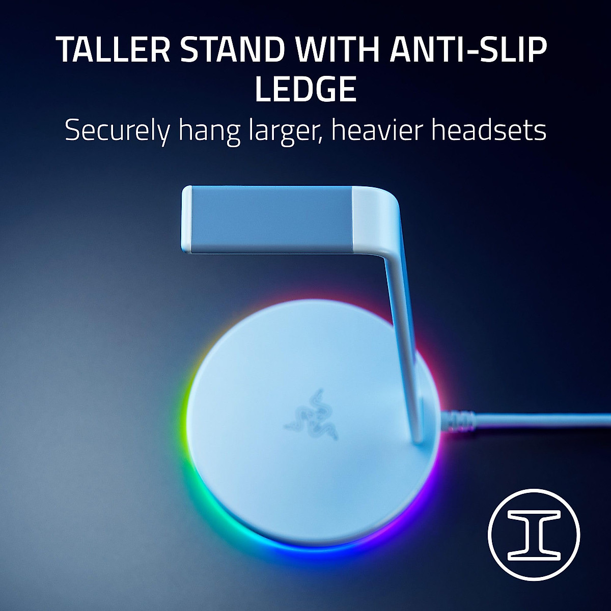 Razer Base Station V2 Chroma: Chroma RGB Lighting - Non-Slip Rubber Base - Designed for Gaming Headsets - Mercury White, RC21-01510300-R3M1