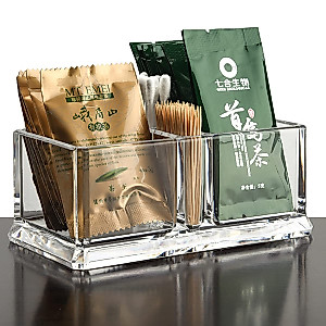 Yakri Clear Acrylic Two Lattices Tea Bags Holder Coffee Sugar Bag Case Guest Room Storage Boxes YTBH-001