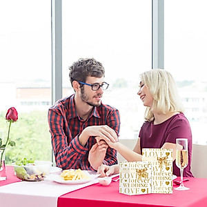 NEPOG Wedding Wrapping Paper, Love Forever Wedding Letter With Hearts White Gold Foil Design 6 Sheets Folded Flat 20x28 inches per Sheet for Valentines Day, Weddings, Bridal Showers, Engagements