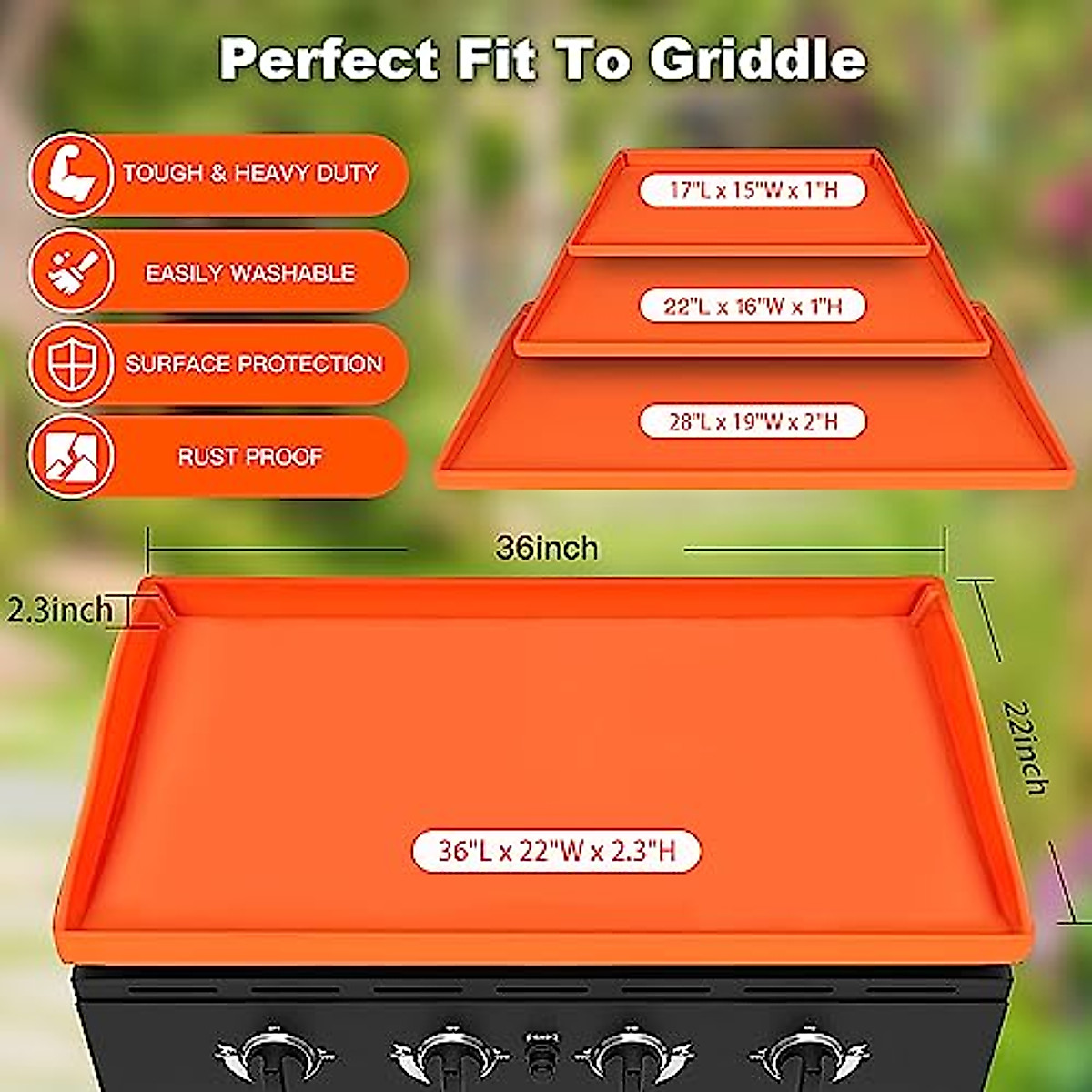 NancyL Griddle Mat Silicone Protective Cover, 【Upgraded Full-edge】28" Silicone Grill Cover Blackstone Accessories for Blackstone 28 Inch Griddle - Heavy Duty Food Grade Silicone BBQ Grill