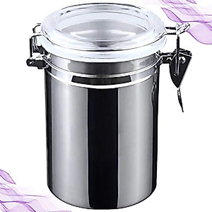 EXCEART Airtight Coffee Container Stainless Steel Container Coffee Beans Storage Vault Coffee Canister Jar 12cm x 17cm