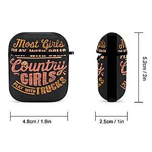 Country Girls Play Trucks Airpods Case Cover for Apple AirPods 2&1 Cute Airpod Case for Boys Girls Silicone Protective Skin Airpods Accessories with Keychain