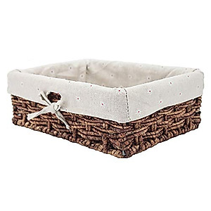 Kingwillow, Storage Basket, Natural Corn leaves Storage Bins,Rectangular Basket,Arts and Crafts.