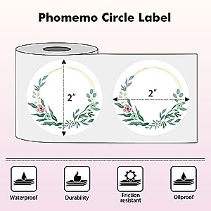 Phomemo D520 Label Printer with 1 Circle Label Roll, Shipping Thermal Printer D520 4x6 Label Printer for Barcode, Mailing, Address Labels, Postage