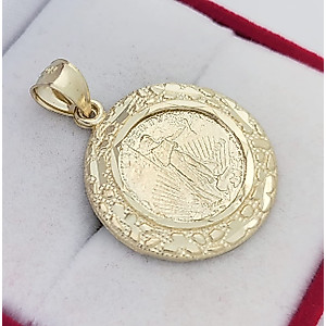 Walking Liberty Coin And Bezel Pendant 10K Yellow Gold