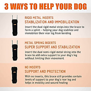 NeoAlly - 3-in-1 Long Rear Leg Hock Brace, Dog Leg Brace for Rear Leg with Rigid & Spring Inserts, Hock and Ankle Support, Dog Leg Sleeve with Reflective Straps, XL, 1 Pair