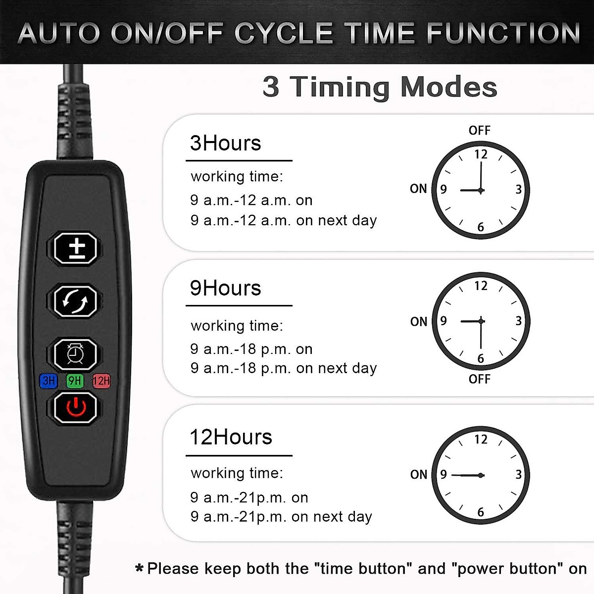 LED Grow Lights for Indoor Plants - JUEYINGBAILI Gooseneck Plant Lights with Red Blue Full Spectrum, Auto ON/Off 3 9 12 Timer, 9 Dimmable Levels Clip Plant Growing Lamp (with Power Adapter)