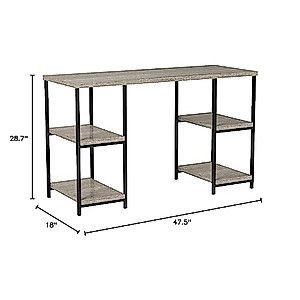 Ameriwood Home Elmwood Double Pedestal Desk, Distressed Gray Oak