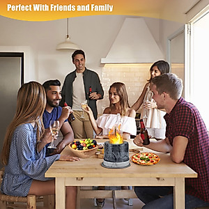 Outdoor Decor, Mavalzy Tabletop Fire Pit Real Marble Table Top Fire Pit Bowl Smokeless Mini Fire Pit Personal Portable Tabletop Fireplace for Patio Decor