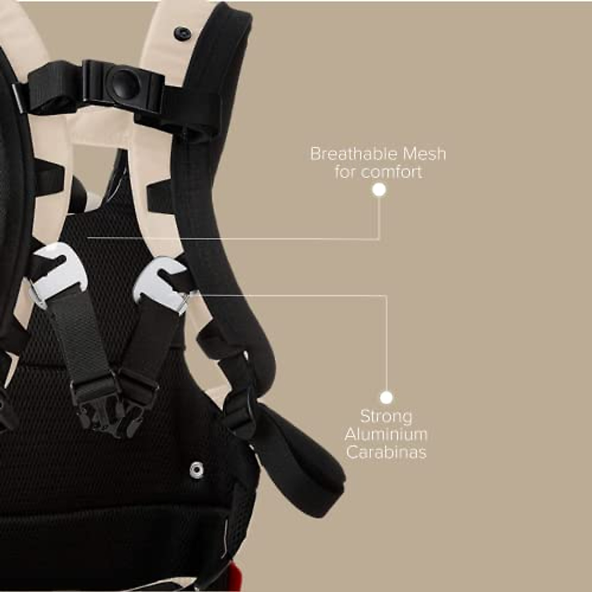 Diono Carus Essentials 3-in-1 Baby Carrier, Front Carry & Back Carry, Newborn to Toddler up to 33 lb / 15 kg, Easy to Wear Comfortable & Ergonomic, Sand