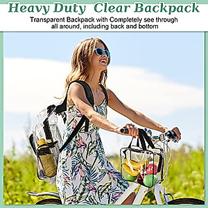 6 Pieces Clear Backpack Heavy Duty Clear Bookbags with Clear Toiletry Bag Pencil Case PVC Transparent Backpack See Through Clear School Bag