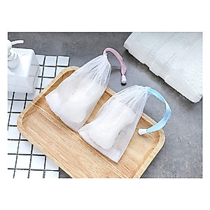 Andiker Soap Bag Soft for Shower, Soap Pouch Saver with Drawstring for Foaming and Drying,Hangable (7 pcs mesh soap bag)