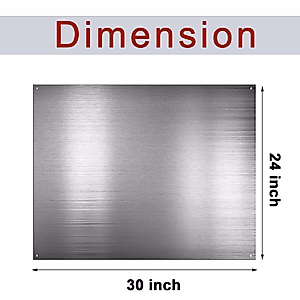 24 by 30 Inch Reversible Stainless Steel Backsplash Metal Backsplash Kitchen Backsplash Behind Stove Metal Sheet Panels with 4 Pre Drilled Holes and Screws for Wall Protector (1 Set)