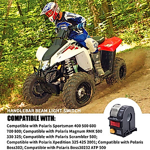CNCMOTOK Left Hand Hi/Lo/On/Off Kill Key Start Handlebar Beam Light Switch Compatible with Polaris Sportsman 400 500 700 800 Magnum 325 330 500 Replace # 4010591