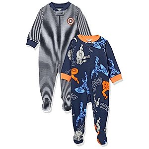 Amazon Essentials Disney | Marvel Baby Boys' Snug-Fit Cotton Pajama Sleepwear Sets, Pack of 2, Marvel Captain America, 3-6 Months