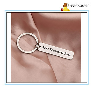 FEELMEM Teammate Gift Team Player Gift Sports Gifts Best Teammate Ever Keychain Football Basketball Baseball Swimming Soccer Team Gift Teammate Keyring Gift (silver)