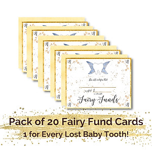 20 Moments of Tooth | 20 Customizable Cash Replacement Tooth Fairy Cards and 1 Tooth Fairy Bag | Tooth Fairy Gifts for Girls and Boys | 20 Moments Fairy Funds ToothFairy Gift