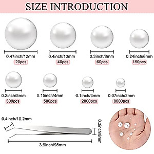 FEPITO 11070 Pcs Flat Back Pearl 8 Sizes Half Round Pearls Flatback Pearl Beads Half Pearl Bead for Crafts Embellishment Shoes DIY Phone Nail Making