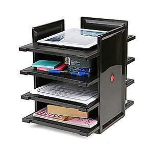 Mind Reader 4 Tier Desktop Document and Folder Tray Organizer, Black