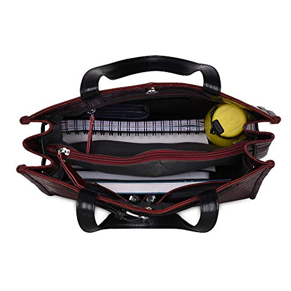 ANTONIO VALERIA Emma Dark Red Croco Print Premium Leather Top-Handle Tote for Women