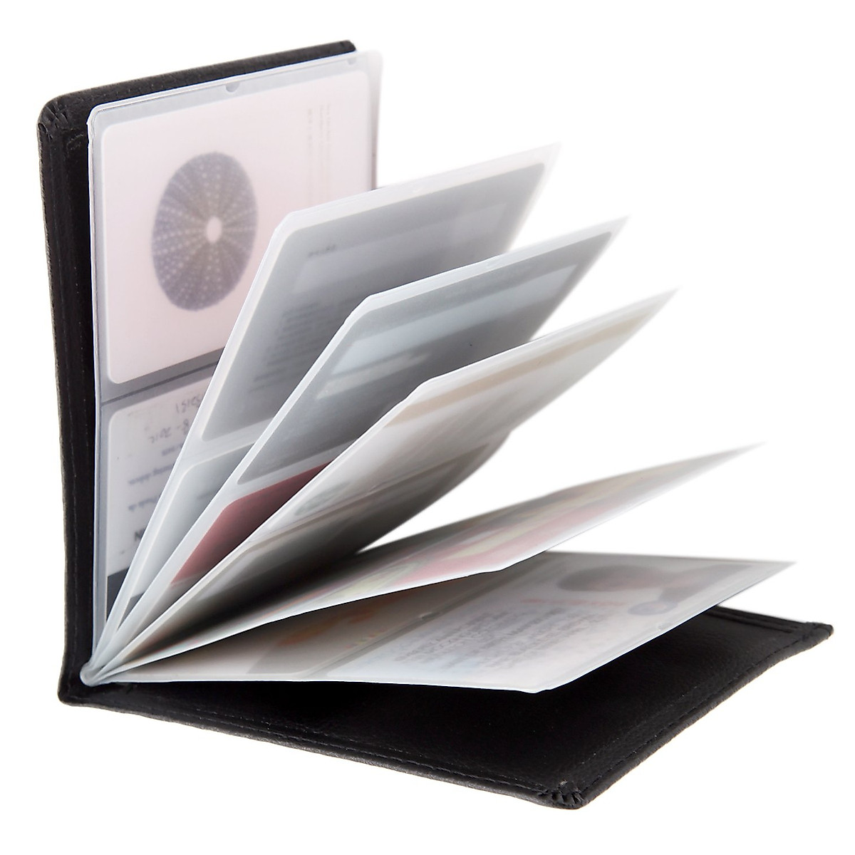 AI-DEE RFID Blocking Wallet - 6 Pages Leather Business Credit Card Holder Case/12 Credit Card Holder Slots Wallet Insert Card Sleeves - Black