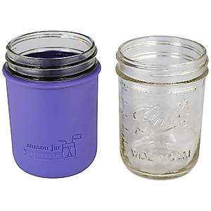 Wide Mouth Pint 16oz Silicone Sleeves/Jackets for Protecting Ball, Kerr, Canning Jars by Mason Jar Lifestyle (Ultra Violet, 2 Pack)