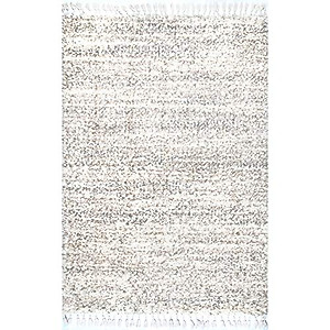 nuLOOM Brooke Shag Tasseled Area Rug, 8x11, Ivory