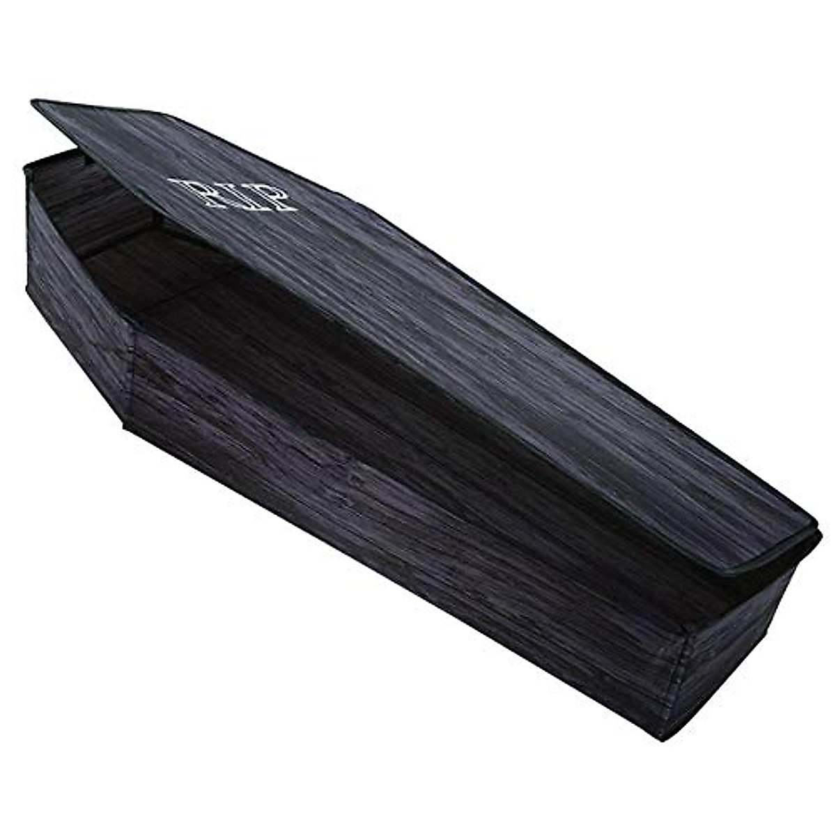 60" Wooden Coffin with Lid, Color Black
