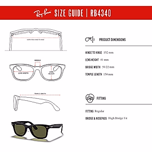 Ray-Ban RB4340 Wayfarer Ease 601/58 50MM Black/Crystal Lens G-15 Green Polarized Sunglasses For Men For Women + Bundle with Designer iWear Eyewear Kit