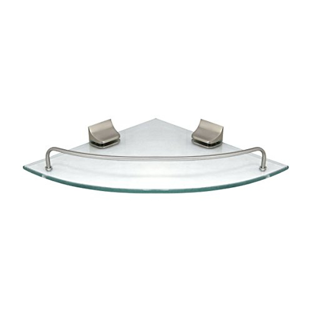 MODONA Corner Glass Shelf with Rail – Satin Nickel – 5 Year Warrantee