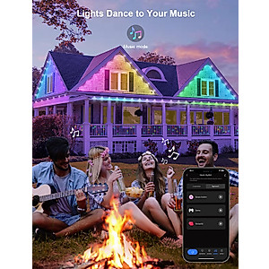APPECK Permanent Outdoor Lights 100ft, Smart RGB Outdoor Lights with 72 LEDs, IP65 Waterproof LED Eaves Lights, 54 Scene Modes Lighting for Party, Daily, Halloween, Christmas, Roof, Garden, Patios