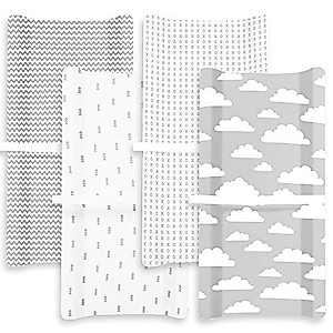 Changing Pad Cover – Premium Baby Changing Pad Covers 4 Pack – Boy or Girl Changing Pad Cover – Pure Cotton Machine Washable Grey and White Changing Table Cover – Diaper Changing Pad Cover Sheets