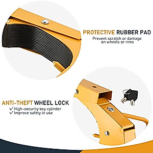 ATPEAM Wheel Lock Clamp Adjustable Anti-Theft Lock Clamp Boot Tire Claw for Parking Car Truck RV with Two Keys