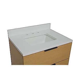 Kitchen Bath Collection Mia 30-inch Bathroom Vanity: Includes Blonde Wood Cabinet with Matte White Countertop and White Ceramic Sink
