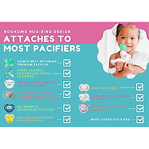 Nookums Paci-Plushies Buddies Adapts to Most Name Brand Pacifiers, Safe and Suitable for All Ages, Plush Toy Includes Detachable Pacifier (Ella The Elephant)